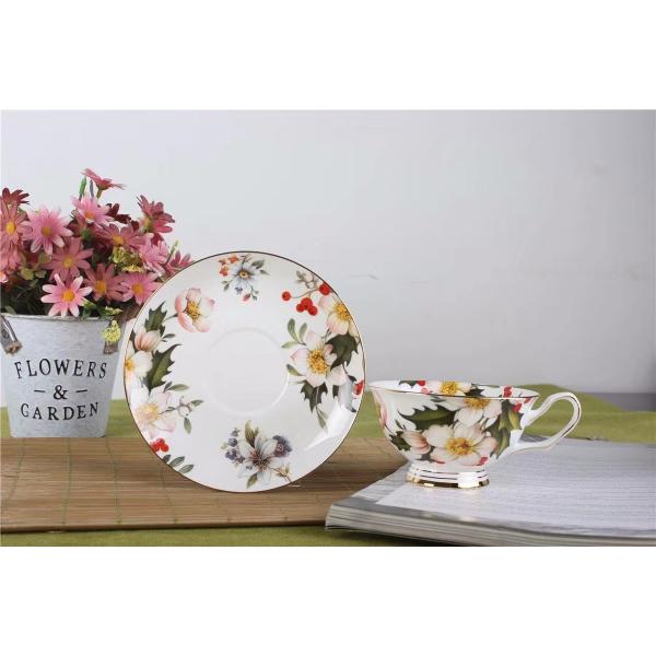 Quality Exquisite 15% 24K Plated Decor Thin Bone China Coffee Cup Sets for sale