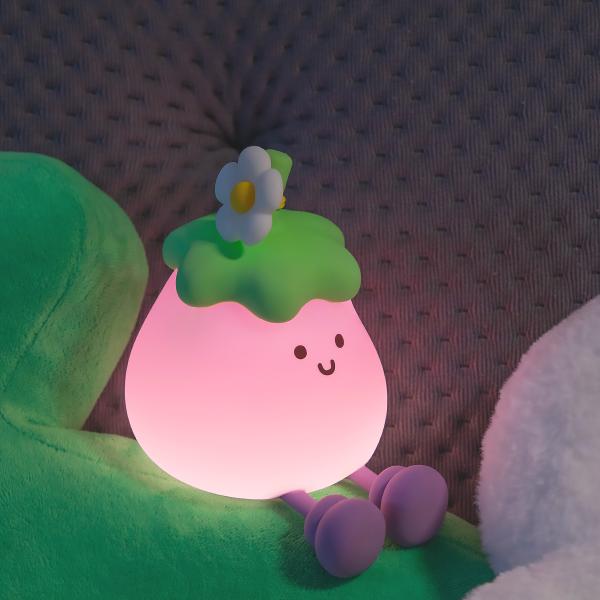 Quality Vegetables Small Eggplant Silicone Lamps USB Rechargeable Bedroom Bedside Pat for sale
