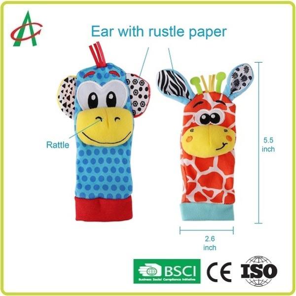 Quality 3.36 Ounces Baby Plush Rattle , ASTM Foot And Wrist Rattles for sale