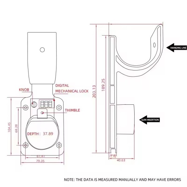 Quality GBT Dummy Socket Wall Mounted Black J-Hook GBT Cable Holster EV Charging Cable for sale
