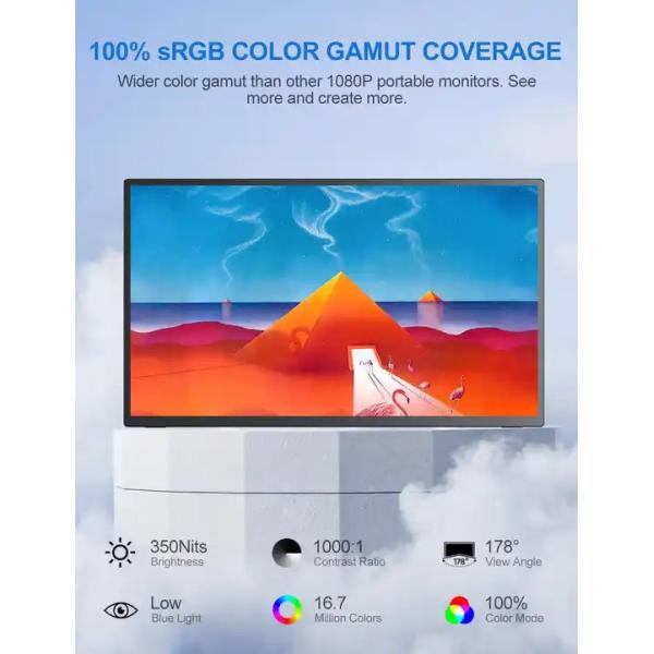 Quality 16:9 60Hz Double Laptop Portable LCD Screen Monitor Extender 300 Cd/M² for sale