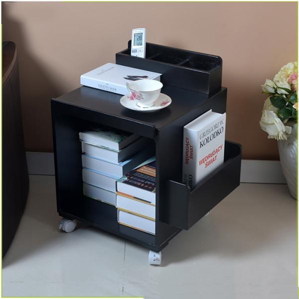 Quality Multifunction Black Movable Wheels E1 MDF Solid Wood Coffee Tables for sale
