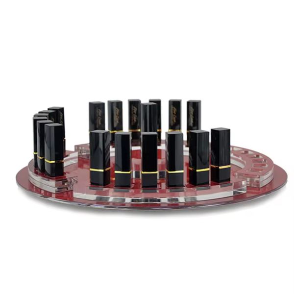 Quality Round Rotating Acrylic Lipsticks Display Stand Holder For Cosmetics Brands for sale