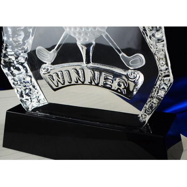 Quality Polished K9 Crystal Golf Ball Trophy , Custom Logo Golf Club Trophy for sale