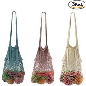 Quality AQL Cotton Net Shopping Bags , BRC Mesh Grocery Tote bag Reusable Fabric for sale