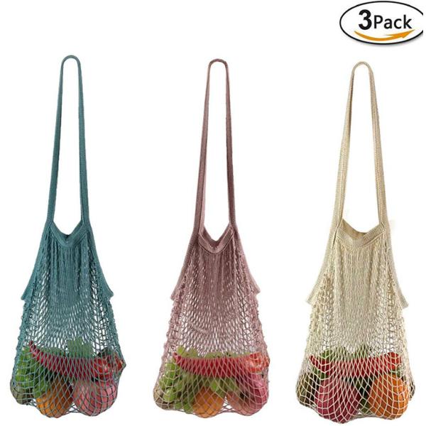 Quality AQL Cotton Net Shopping Bags , BRC Mesh Grocery Tote bag Reusable Fabric for sale