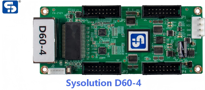 Quality Sysolution receiving card D60-4, 4 HUB75 ports support P1.538,P1.667 modules for sale