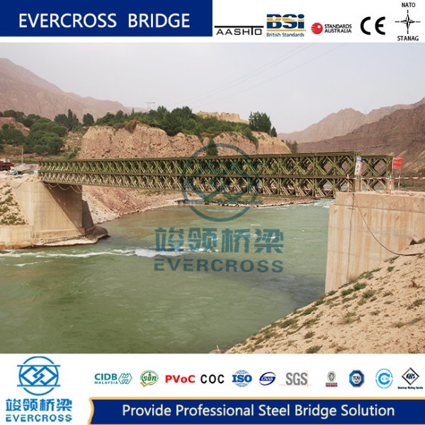 Quality ZB200 100 Ft Steel Bailey Bridge / Double Truss Single Storey DS Fast-Installed for sale