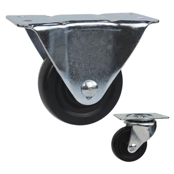 Quality Black 4 Inch 176lbs Loading Low Profile Rubber Casters for sale