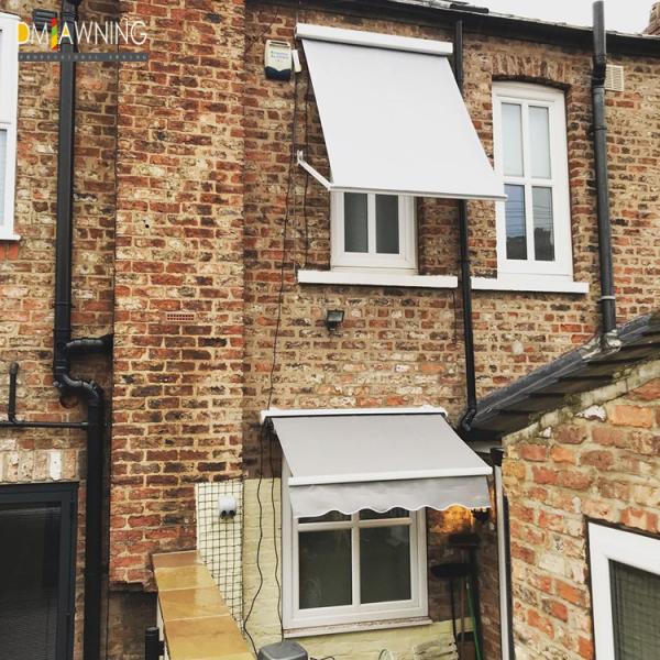 Quality Aluminium Retractable Window Awnings Polyester Acrylic Drop Arm Awnings for sale
