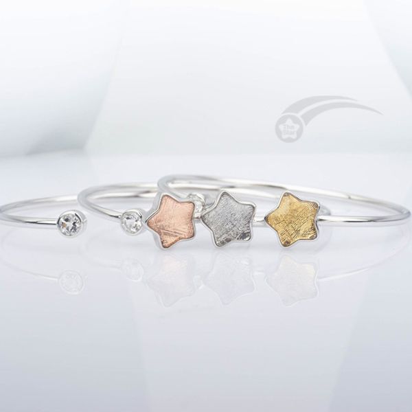 Quality Fashionable 925 Sterling Silver Meteorite Cuff Bracelet Star Shape for sale