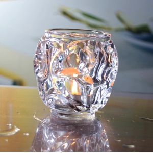 Quality Heavy Duty Unique Ribbed Glass Candle Holders , Clear Glass Candle Holder For for sale