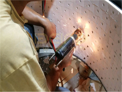 Stud welding Abrasion resistant ceramic pipe