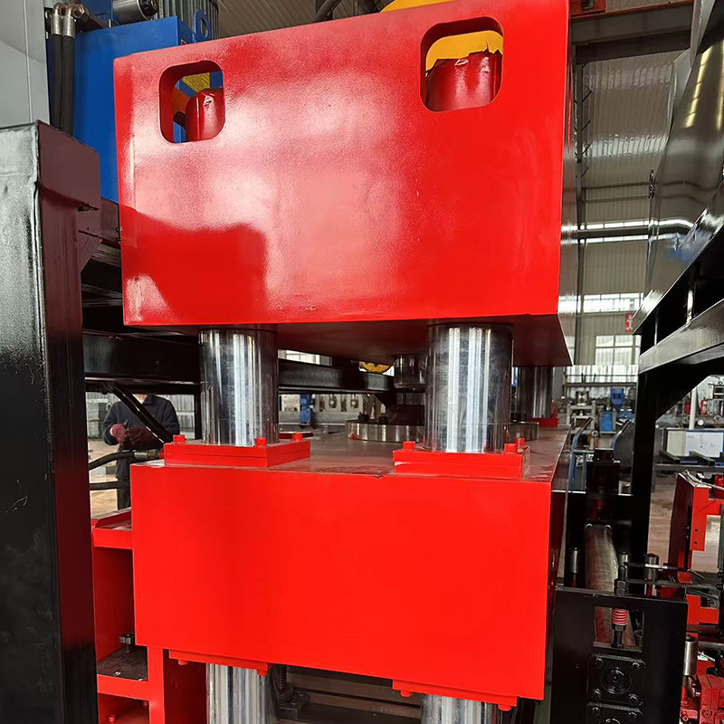 Close-up of cable tray forming machine components