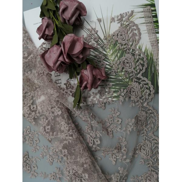 Quality 49 Inch Pink 3D Floral Soft Tulle Mesh Fabric for sale