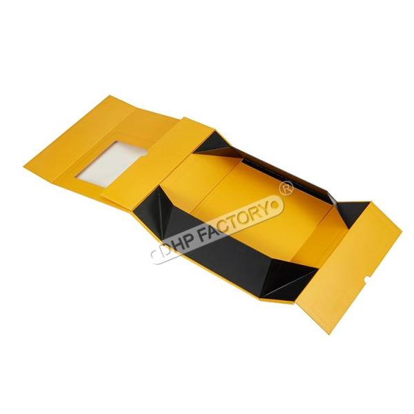 Quality Yellow Printed Magnetic Flap Gift Box Personalised Magnetic Box With Clear for sale