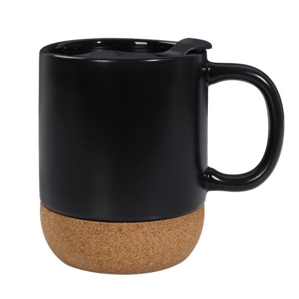 Quality Environmental Protection 450ml Ceramic Cup with Matte Plastic Lid and Cork for sale