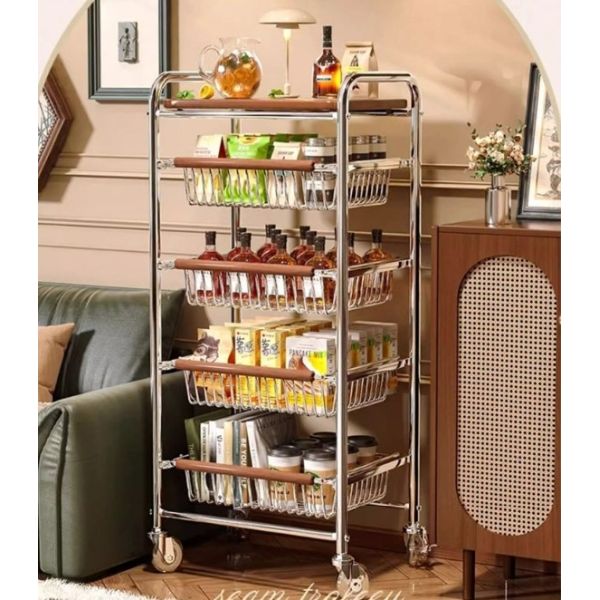 Quality 360° Crystal Swivel Wheels Storage Snack Display Shelf Rack For Living Room And Kitchen for sale