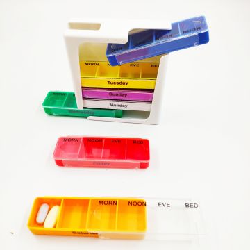 Quality 28 4 5 Pill Box Organizer 4 Times A Day Stackable AM PM Tablet Holder For for sale