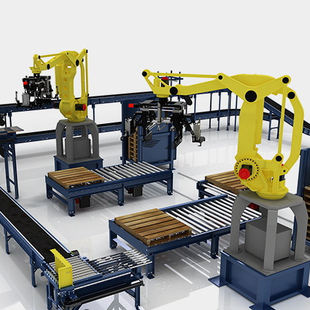 Quality Stacking Robot Palletizer Machine 380V Auto Stretch Wrap Machine for sale