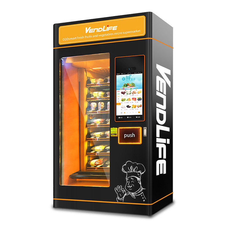 Quality Salad Vegetable And Fruits Fully Automatic Single-Cabinet Commercial Hot Food Vending Machine For 2021 New Style for sale