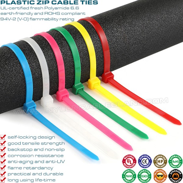 Quality Adjustable Plastic Cable Ties 80~1020mm Length, Versatile Self-locking Zip Wire for sale