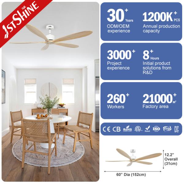Quality 60 Inches 5 Wooden Blade Ceiling Fan With Five Speed DC Motor for sale