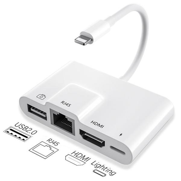 Quality portable OEM 0.2M Lightning To 4 In 1 Camera Card Reader With RJ45 for sale