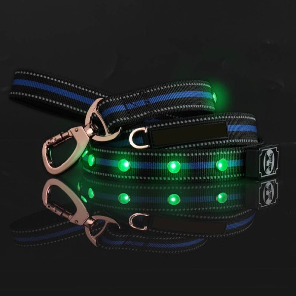 Quality LED Dog Leash, USB Rechargeable Lights 3 Glowing Modes Night Safety, Water Resistance for sale
