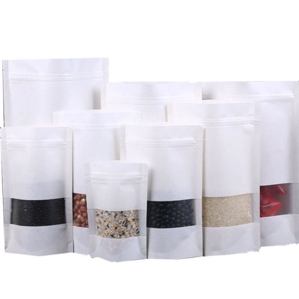 Quality Zipper Top Kraft Paper Food Packaging Bag with Self-supporting Design and PE Material for sale