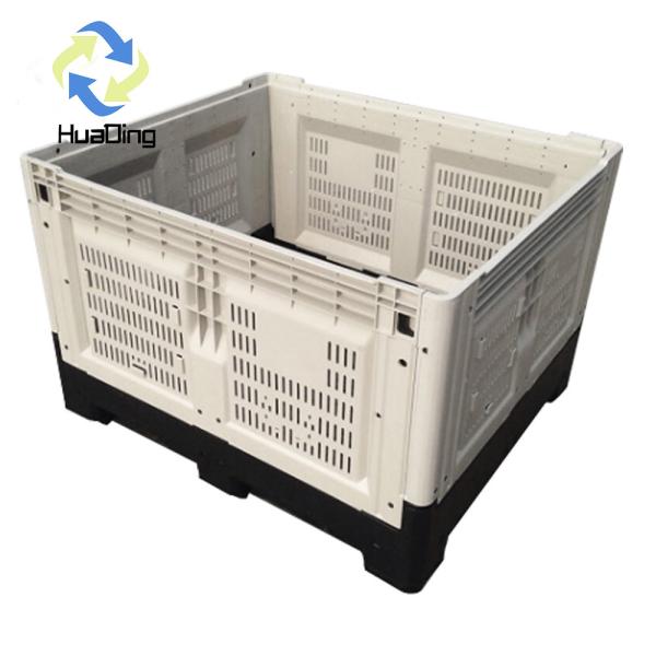 Quality HUADING Plastic Pallet Box Collapsible Container Black Gray Yellow Static Load 4T for sale