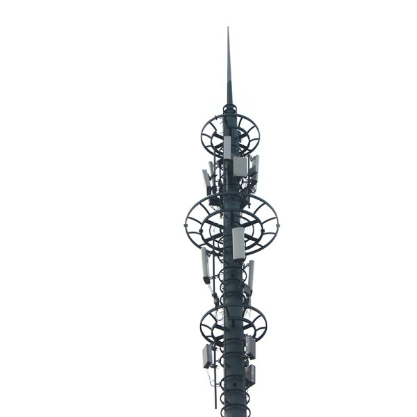 Quality Gr65 Galvanized Monopole Cell Phone Tower ， Hot Dip Wifi Signal Tower for sale