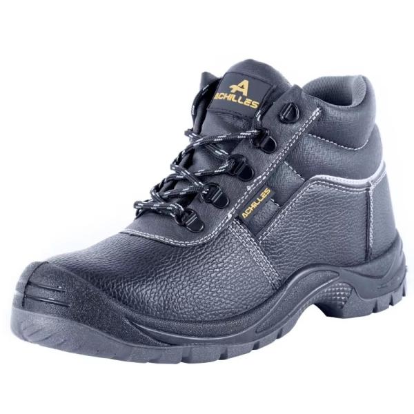 Quality Black Security Work Boots Mid Cut Genuine Leather Synthetic Shoes For Men for sale