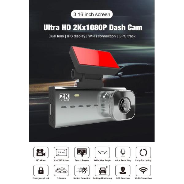 Quality WIFI APP IPS Full Screen GPS Dashboard Camera Recorder Mirror 3.16 Inch for sale