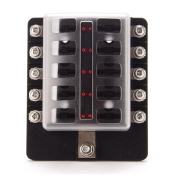 Quality 100A Input 30A Output 10P Blade Fuse Holder 10 Way ATO Fuse Block with Stickers for sale