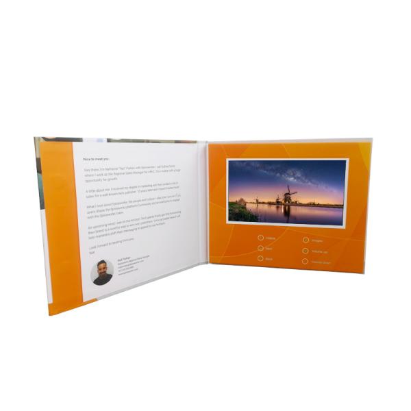 Quality CMYK printing Soft Cover LCD Video Brochure LCD Book Video Folder for Business for sale
