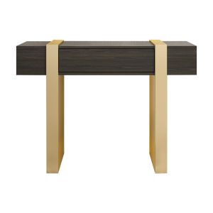 Quality Oak Black Marble Top Console Table With Two Drawers Satin Finish for sale