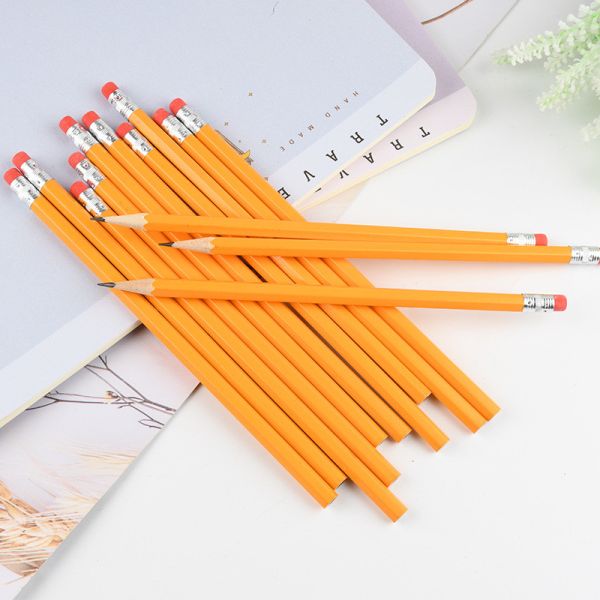 Quality School Student Art Sketch Writing Pencil HB Hexagonal Barrel Yellow Wooden Pencil for sale