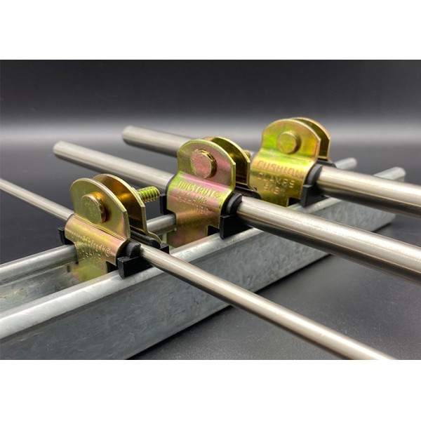 Quality HVAC Yellow Zinc Electric Strut Cushion Clamps 0.25 In Cush A Clamps for sale
