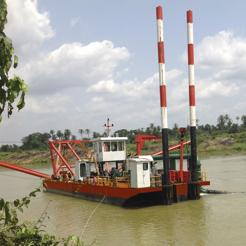 Dredger operating in river environment