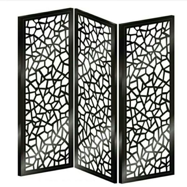 Foldable 3 Panel Room Divider Screen Decorative Metalwork Rose Gold ...