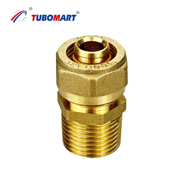 Quality Compression Brass Pex Crimp Fittings Demountable For Pex Multilayer Water Pipe for sale