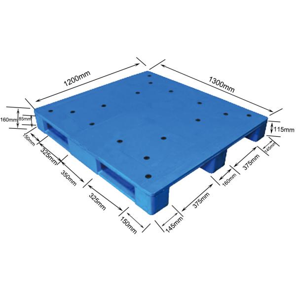 Quality 1300*1200mm Blue Nestable Plastic Pallet Single Faced ISO9001 for sale