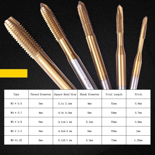 Quality HSS 6542 Spiral Point Taps M3-M8 Titanium Coated for sale