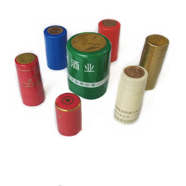 Quality 55mm Height PVC Shrink Wrap Wine Bottle Tops Caps With Easy Tear Off Tape for sale