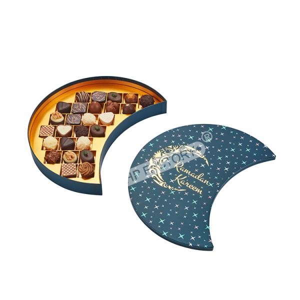 Quality Deluxe Moon Shaped Gift Box Chocolate Present Box With Food Safe Tray for sale