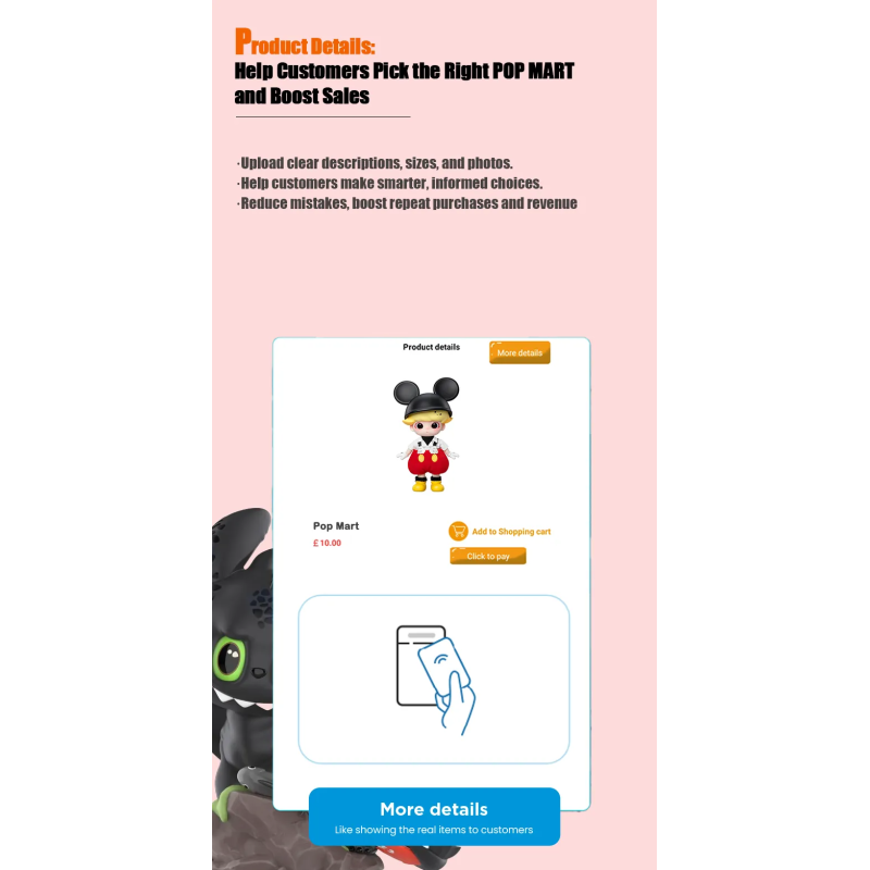Customer can check the product detail on this blind box vending machine.