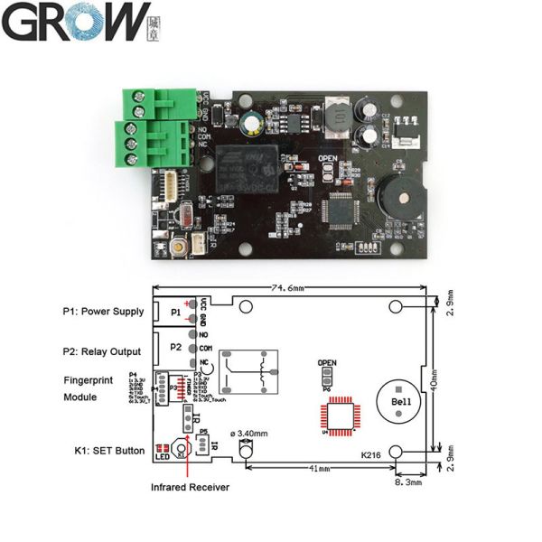 Quality GROW KL216+R502-F DC10-30V Fingerprint Access Control Board Remote Control With for sale