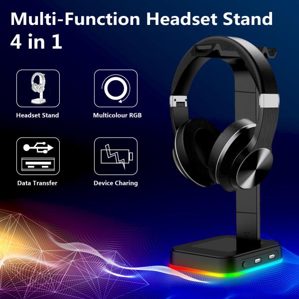 Quality RGB 26.7cm Ambient Night Light CE Led Headset Stand For Computer Desktop for sale