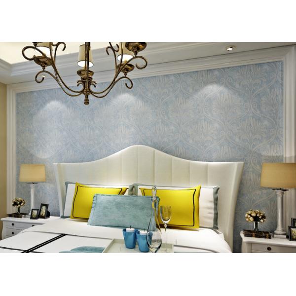 Quality Soundproof Removable European Style Wallpaper , Blue 3d Silver Wallpaper for sale